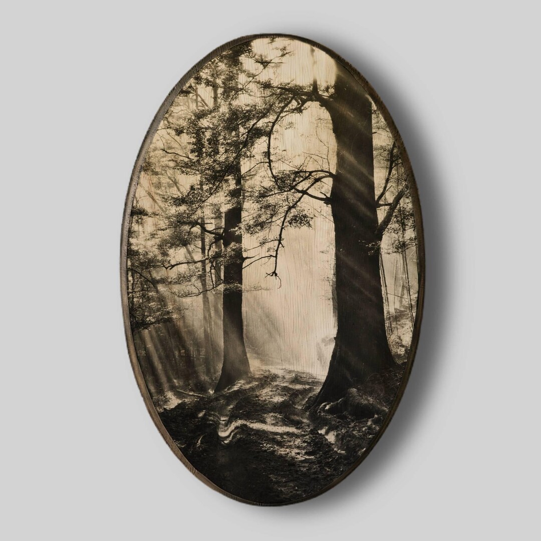 Mystical Forest Wood Print in Vintage Style as Atmospheric Nature ...