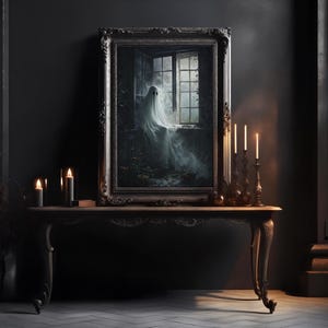 Ghost at the Window: Spooky Art Print, Ghost, Gothic Painting ...