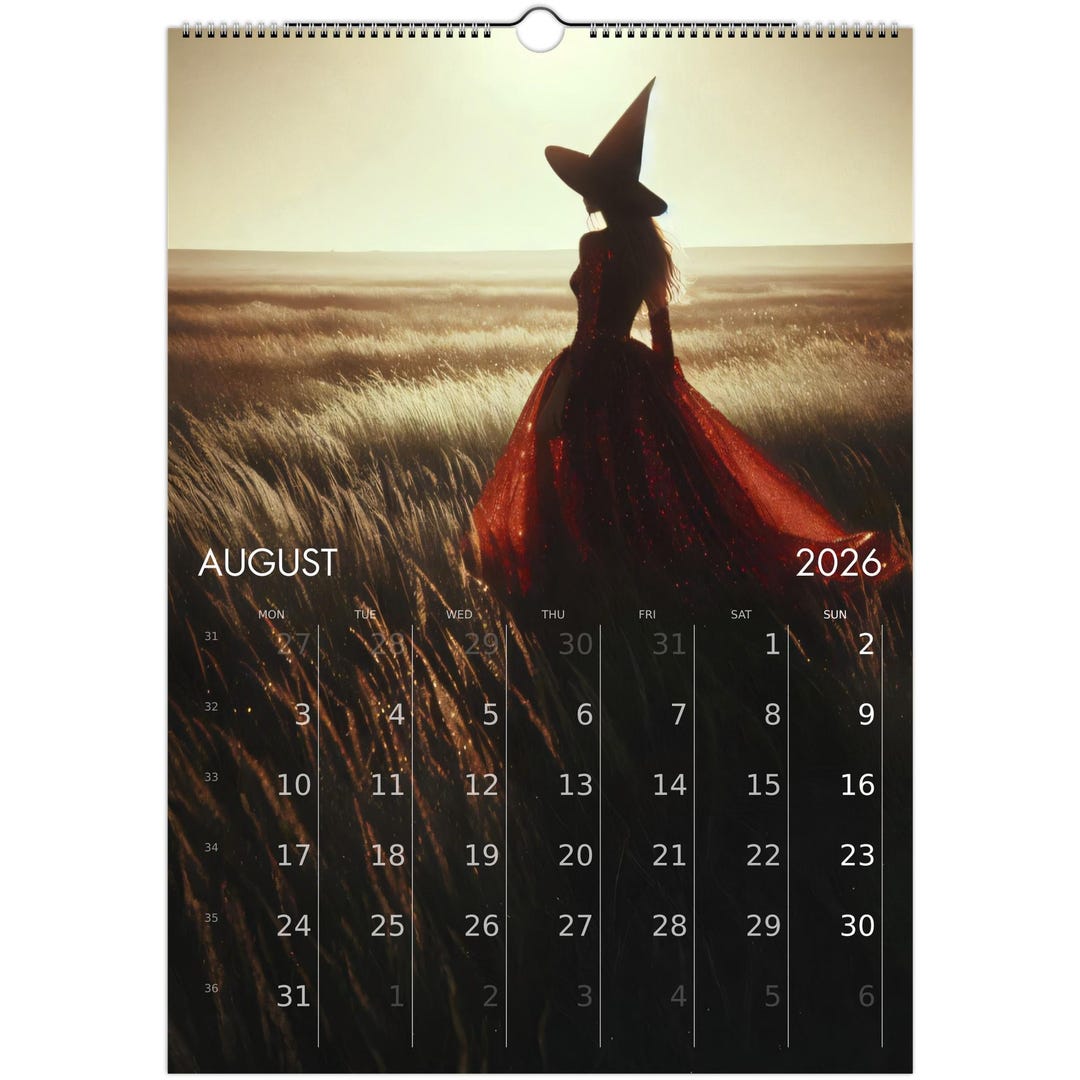Witchy Calendar 2026 With Aesthetic Witch Motifs as a Mystical Art ...
