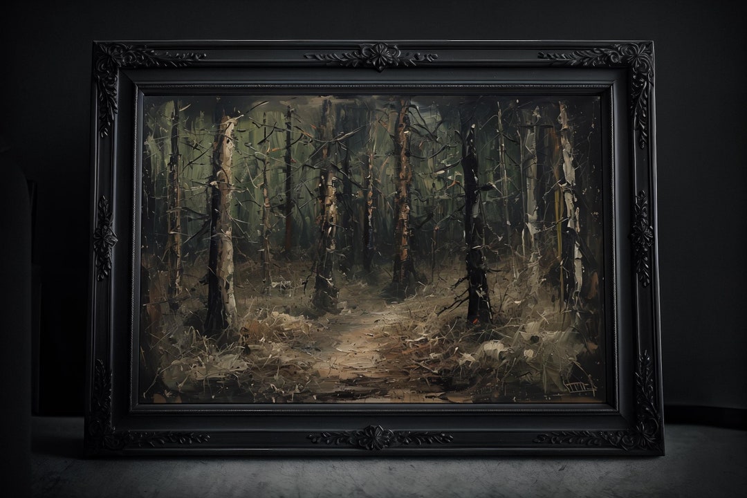 The Dark Forest Oil Painting: Melancholic Picture, Nature Impressionism ...