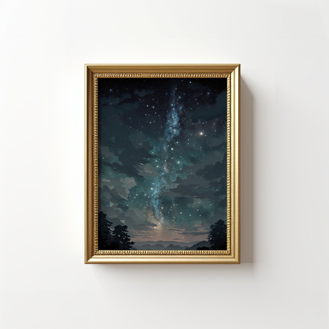 Glowing Starry Sky: Celestial Witchy, Magical Drawing, Vintage Poster ...