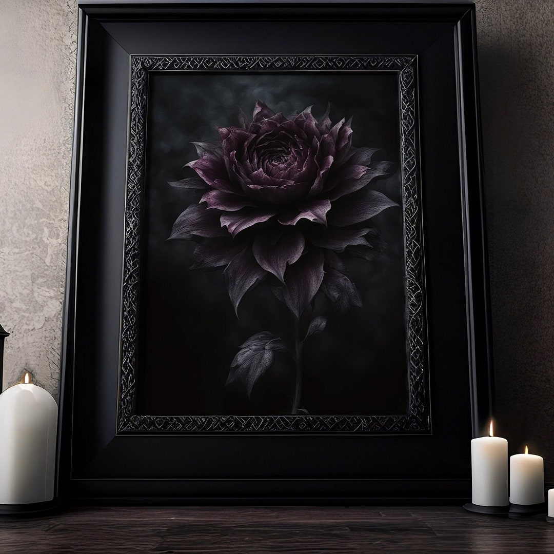 Gloomy Red Rose Floral Wall Art: Dark Flower Decor, Gothic Poster, Dark ...