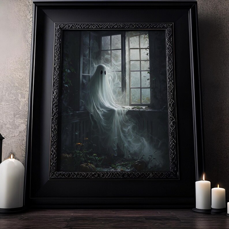 Ghost at the Window: Spooky Art Print, Ghost, Gothic Painting ...