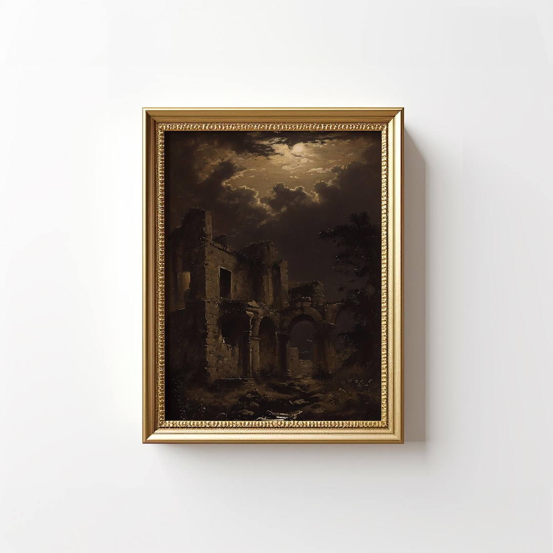Old Ruin Oil Painting: Melancholic Picture, Nature Rustic Gothic ...