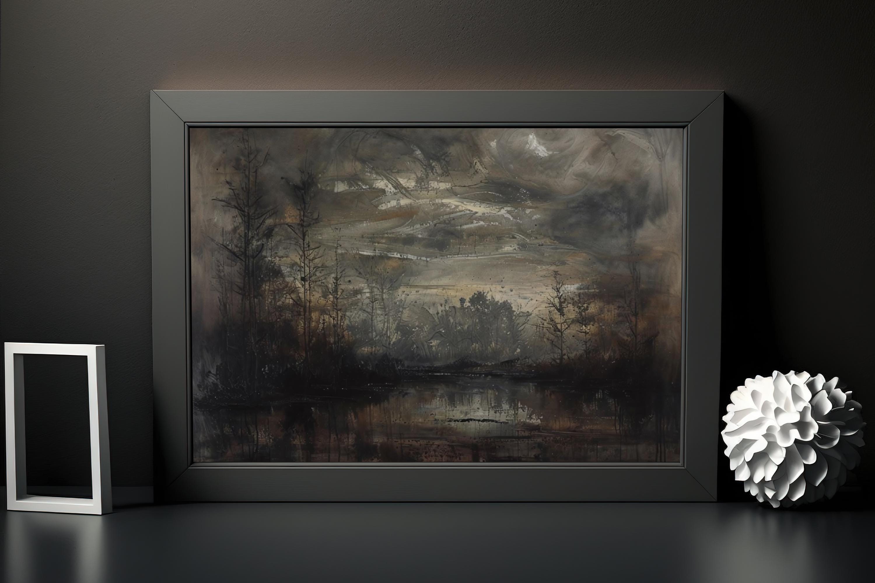 Abstract Forest Oil Painting: Melancholy Image, Nature Art Print ...