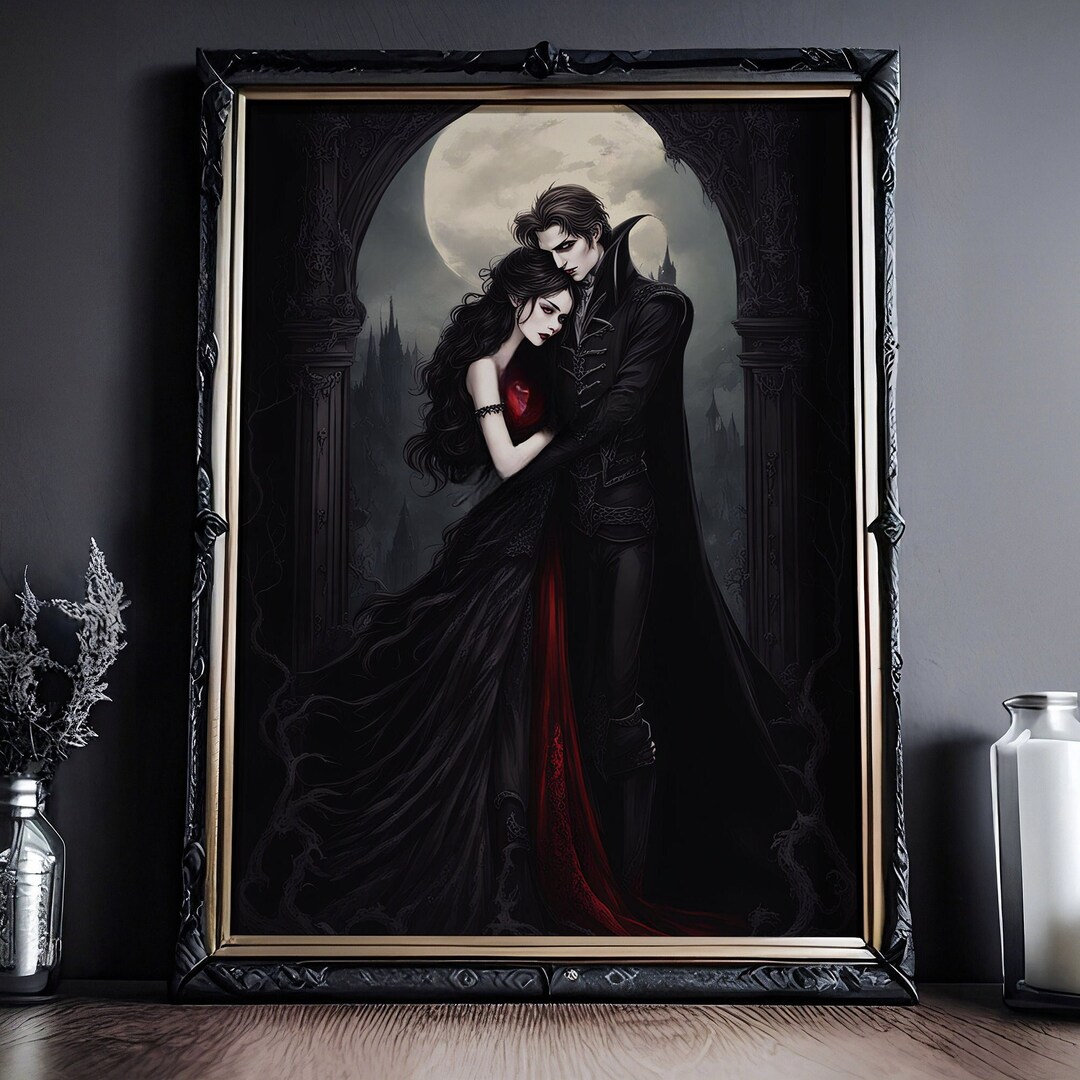 Romantic Vampire Couple: Dark Academia, Gothic Poster, Victorian ...