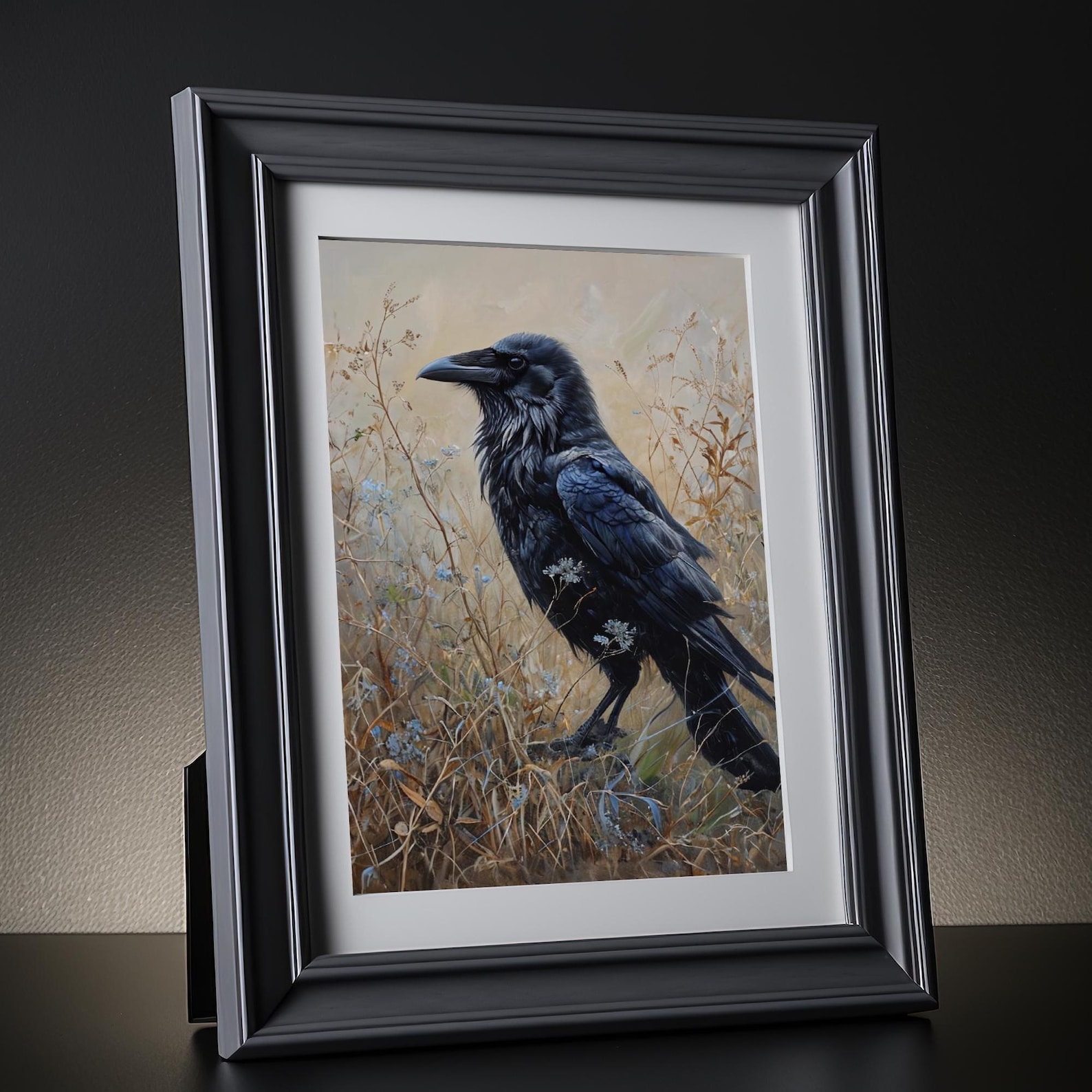 Raven in Willow Grass Art Print: Nature Vintage Poster, Dark Art Print ...