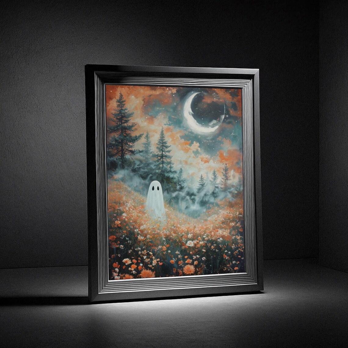 Ghost in the Flower Field Art Print: Ghost in Colorful Floral, Gothic ...