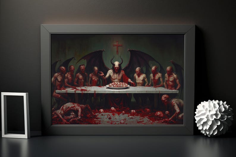 The Last Supper Art Print: Satan, Devil, Gothic Painting, Dark Art ...