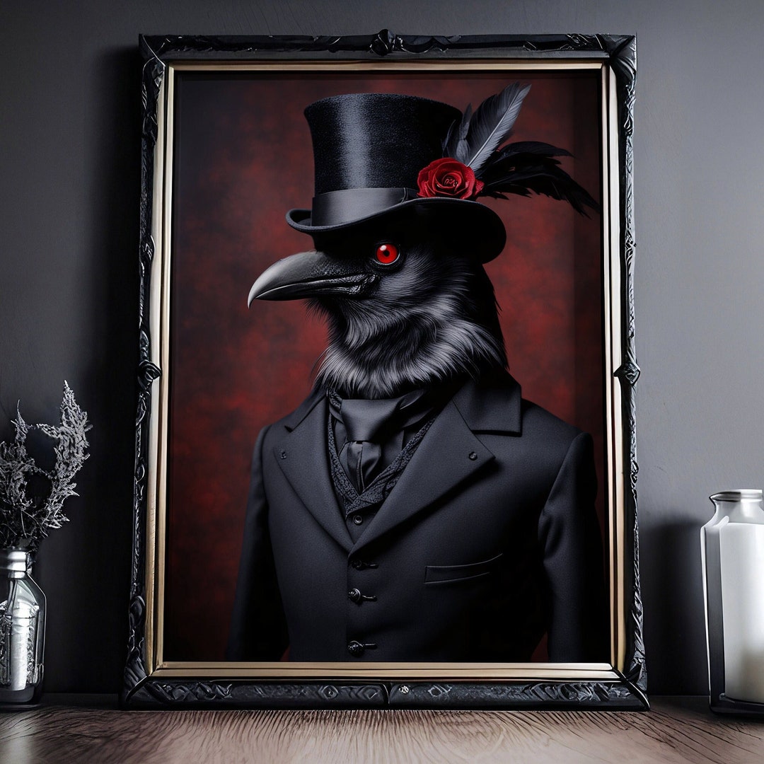 Gothic Raven With Red Eyes: Art Poster, Vintage Poster, Dark Arts ...