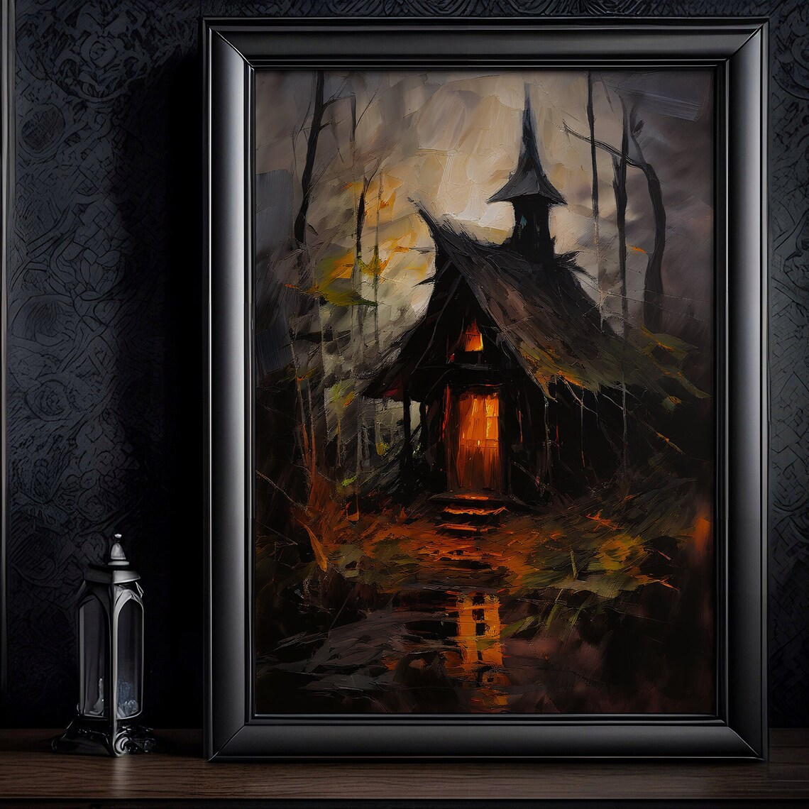 Witch's Hut in the Forest Oil Painting: Witchcraft, Witchy Poster ...