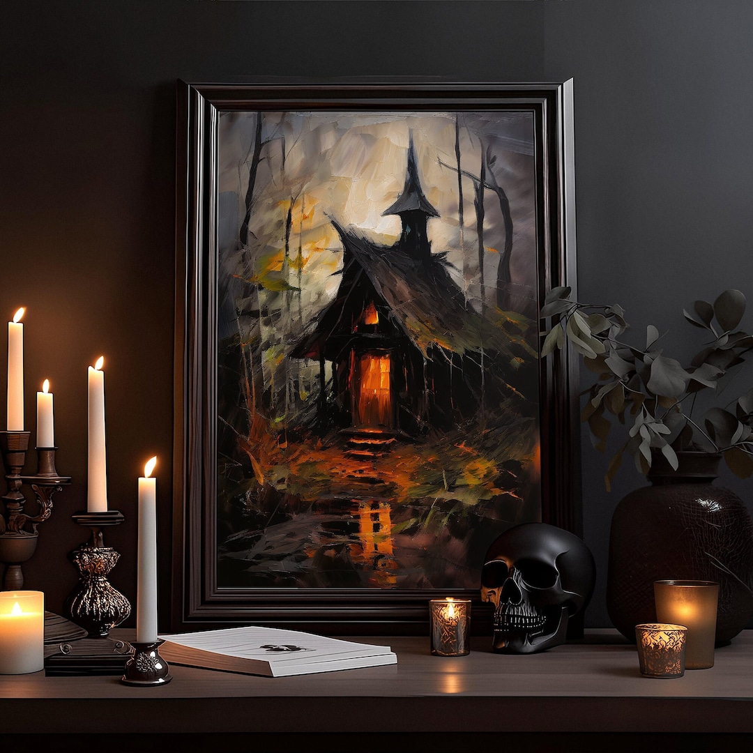 Witch's Hut in the Forest Oil Painting: Witchcraft, Witchy Poster ...