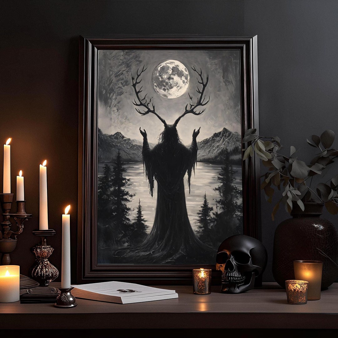 The Prayer to the Moon Painting, Dark Arts, Goth Poster, Witchy Wicca ...