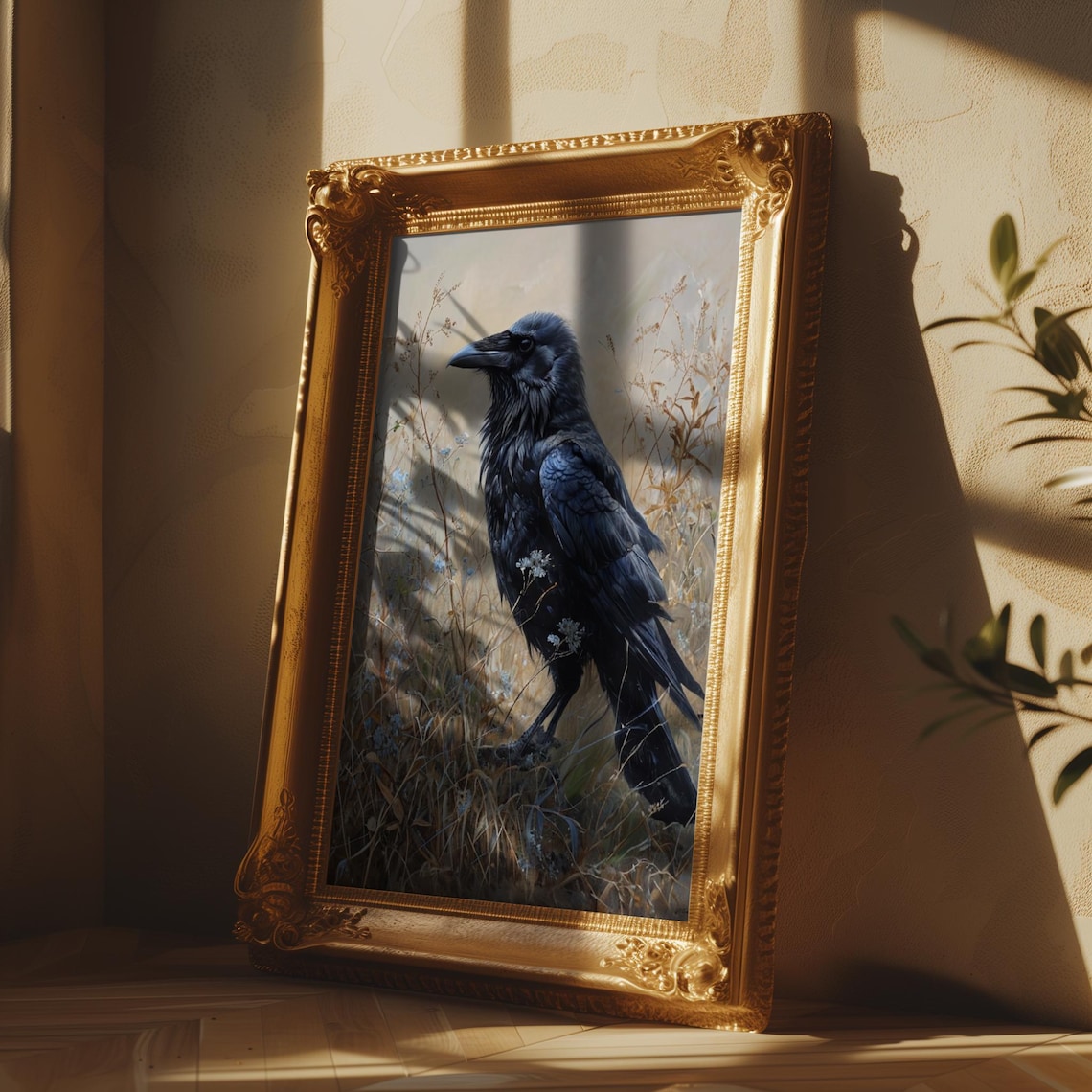 Raven in Willow Grass Art Print: Nature Vintage Poster, Dark Art Print ...