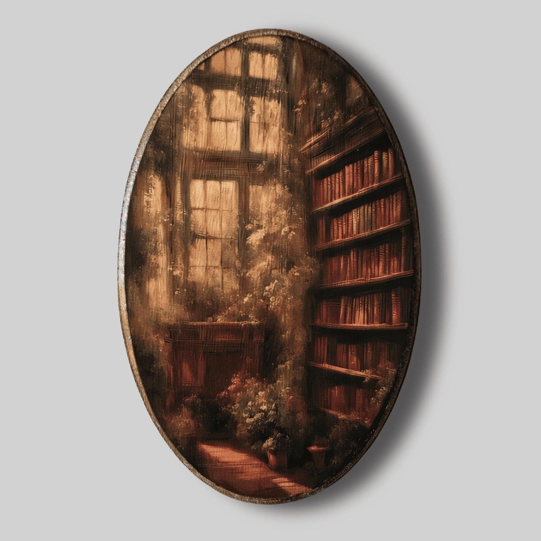 Old Library Woodblock Print: Vintage Oil Painting Style, Ancient ...