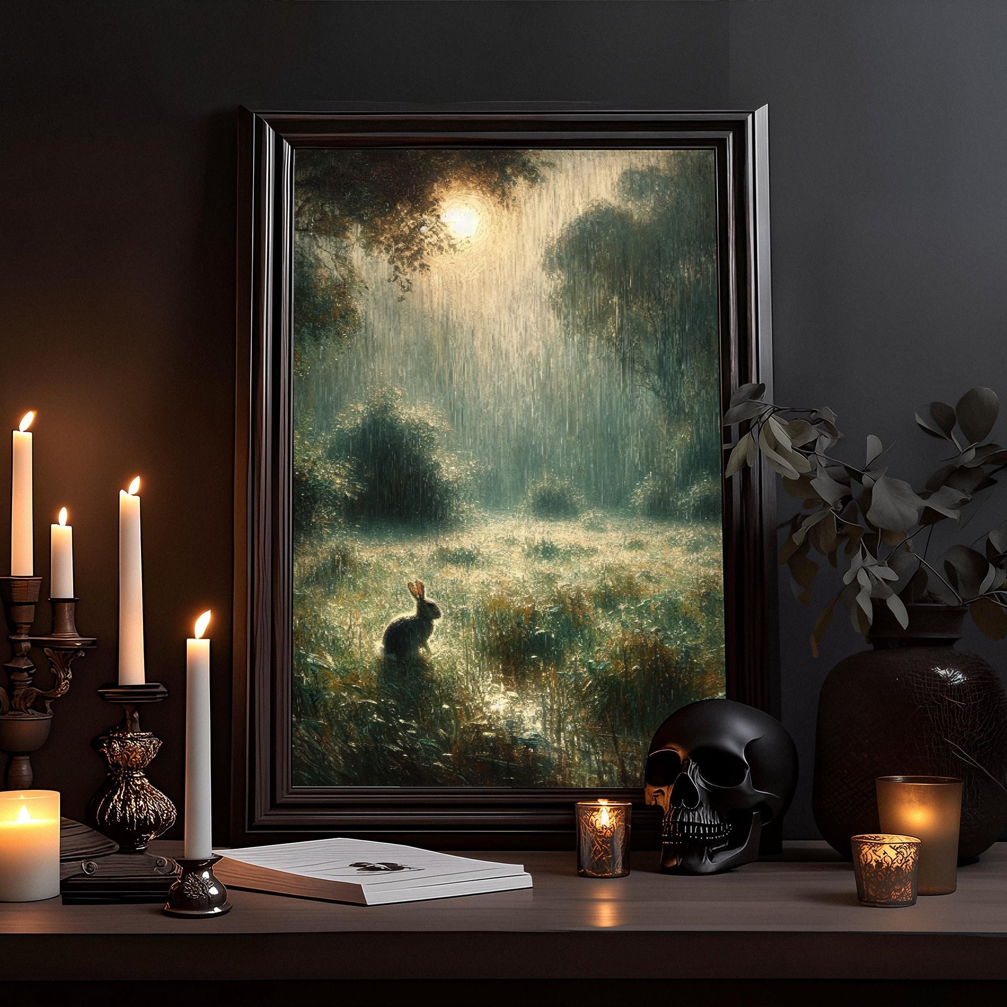 Field in Summer Rain Oil Painting: Melancholic Picture, Nature ...