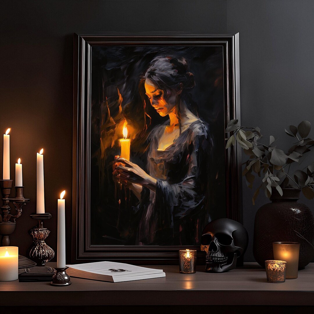 Woman in Candlelight, Alone in the Darkness: Witchy, Witchcraft Wall ...