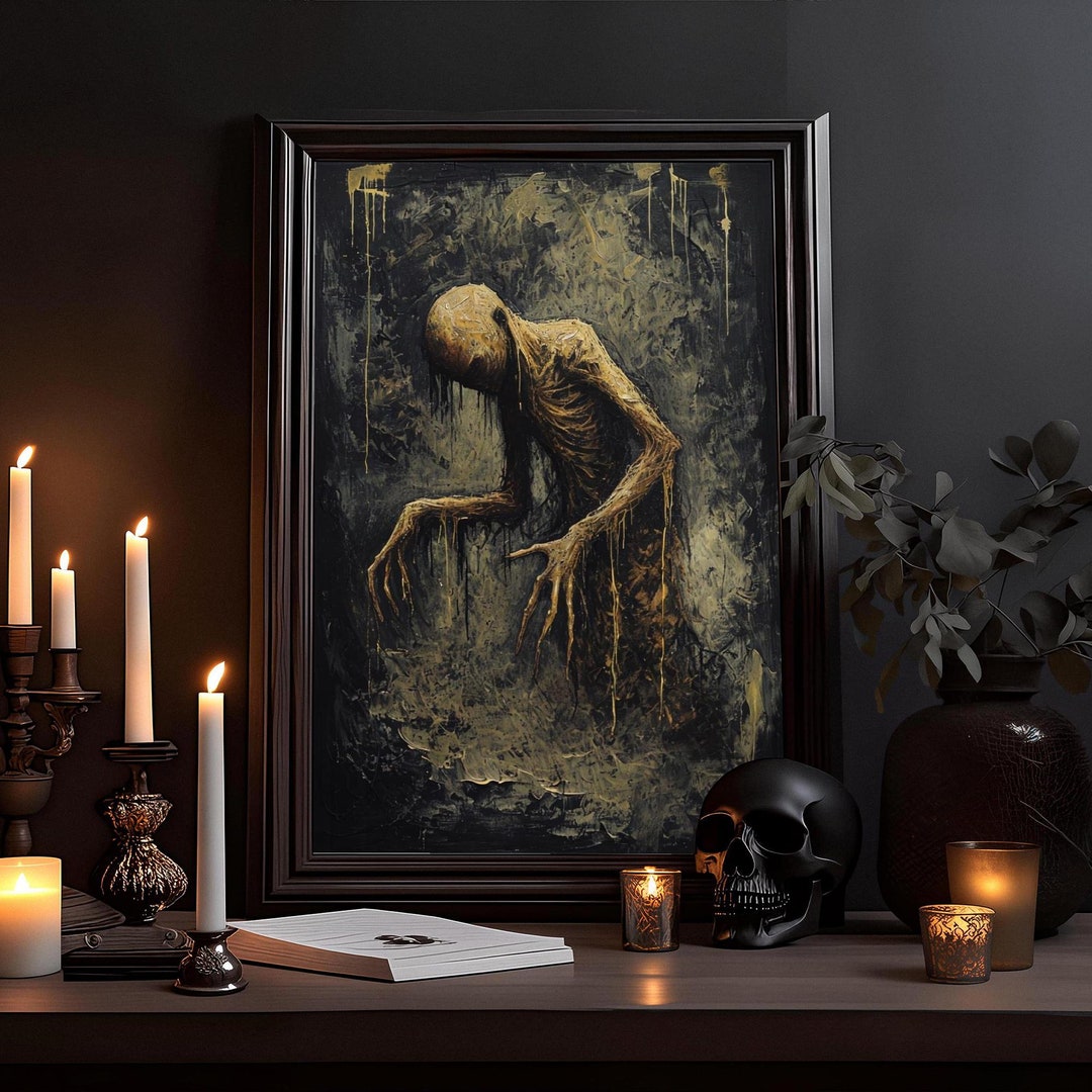 Demon Impressionism Art Print: Creepy Vintage Oil Painting, Dark Arts ...