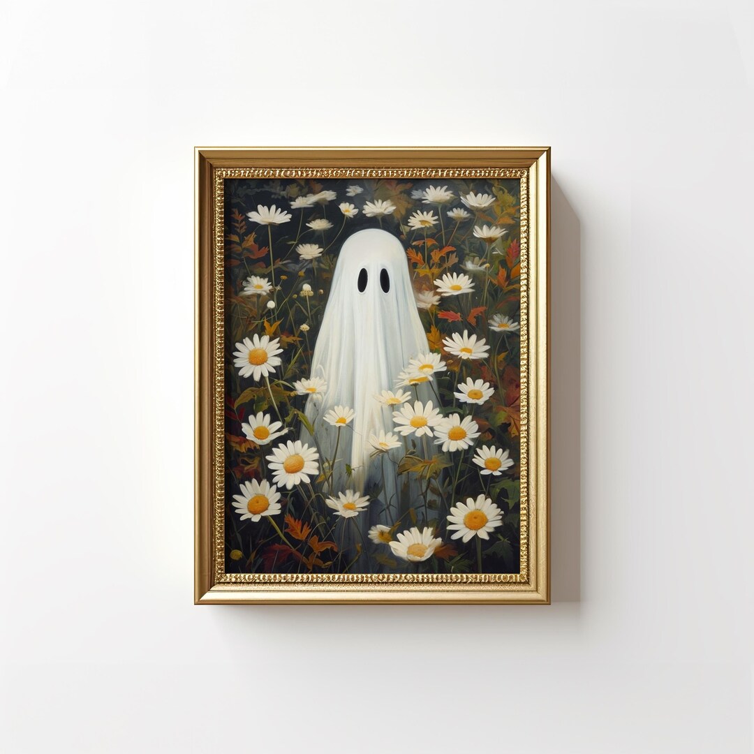 Ghost in the Flower Field Art Print: Ghost in Colorful Floral, Gothic ...