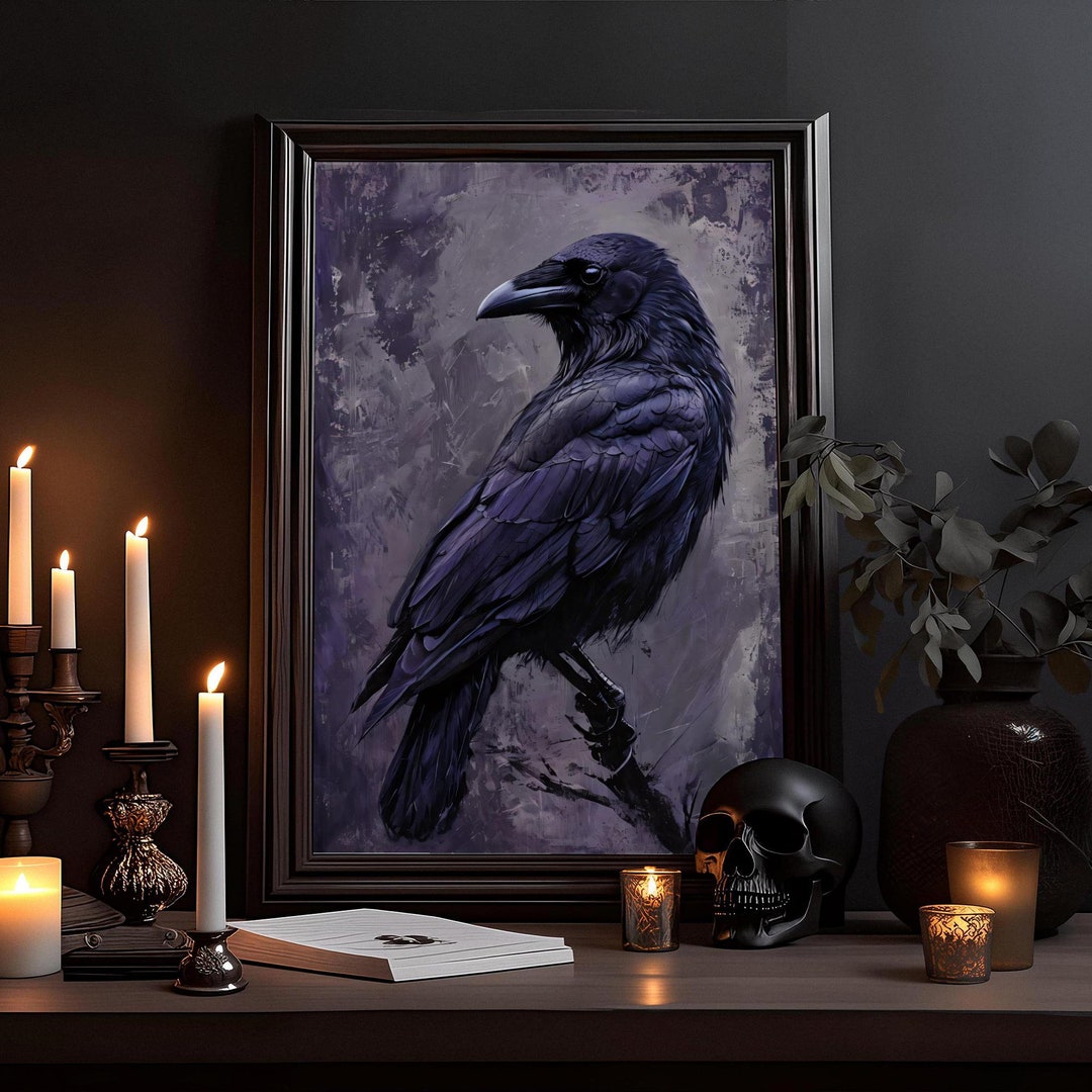 Raven in the Violet Veil Gothic Art Poster, Vintage Poster, Dark Art ...