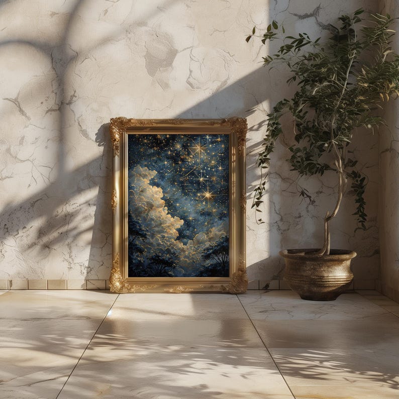Magical Starry Sky: Celestial Witchy, Magical Drawing, Celestial Poster ...