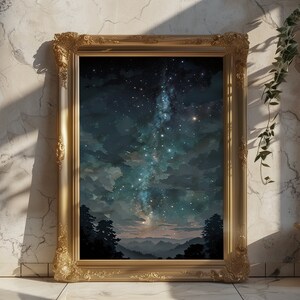 Glowing Starry Sky: Celestial Witchy, Magical Drawing, Vintage Poster ...