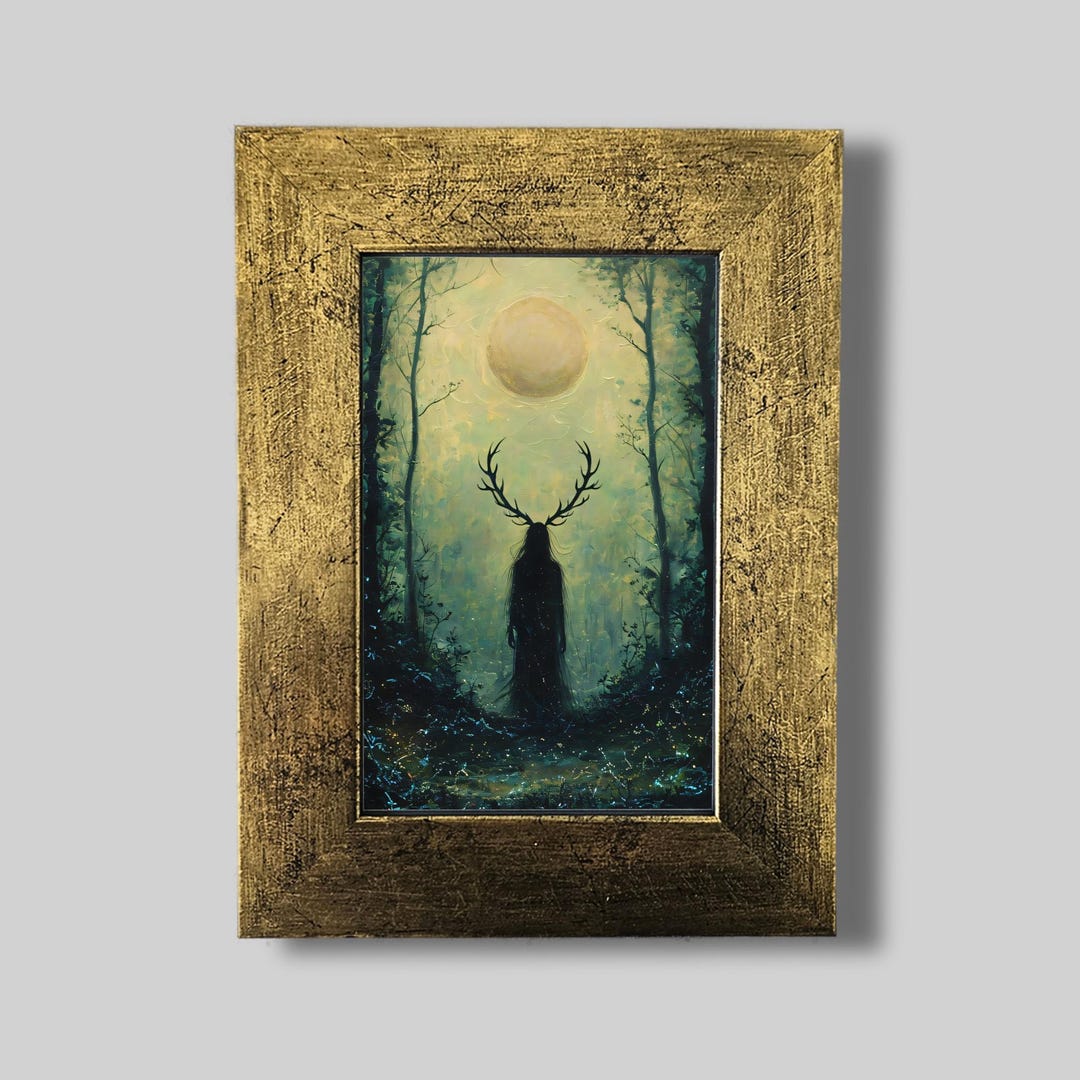 Druid at Full Moon Picture Frame, Dark Arts Gold Frame, Witchy Wicca ...