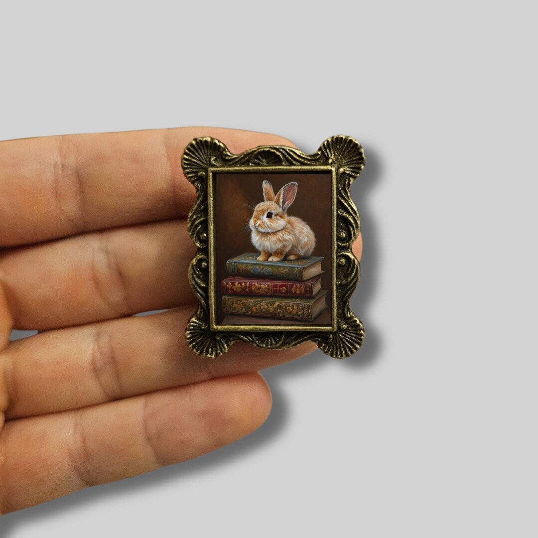 Mini Picture Frame With Rabbit Print: Little Bunny on Books, Gothic ...