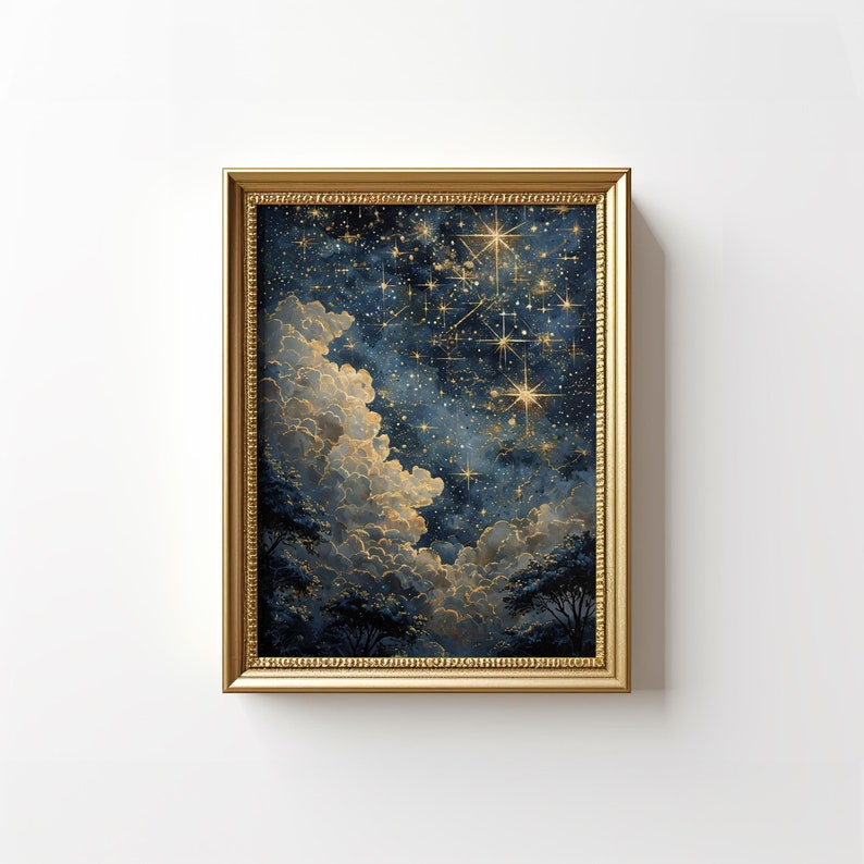 Magical Starry Sky: Celestial Witchy, Magical Drawing, Celestial Poster ...