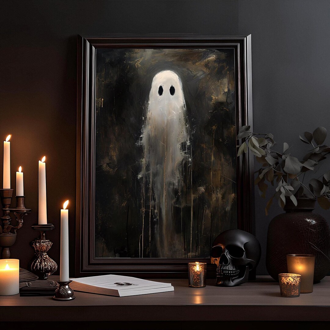 Ghost Oil Style Art Print: Spirit, Gothic Painting, Dark Art Witchcraft ...