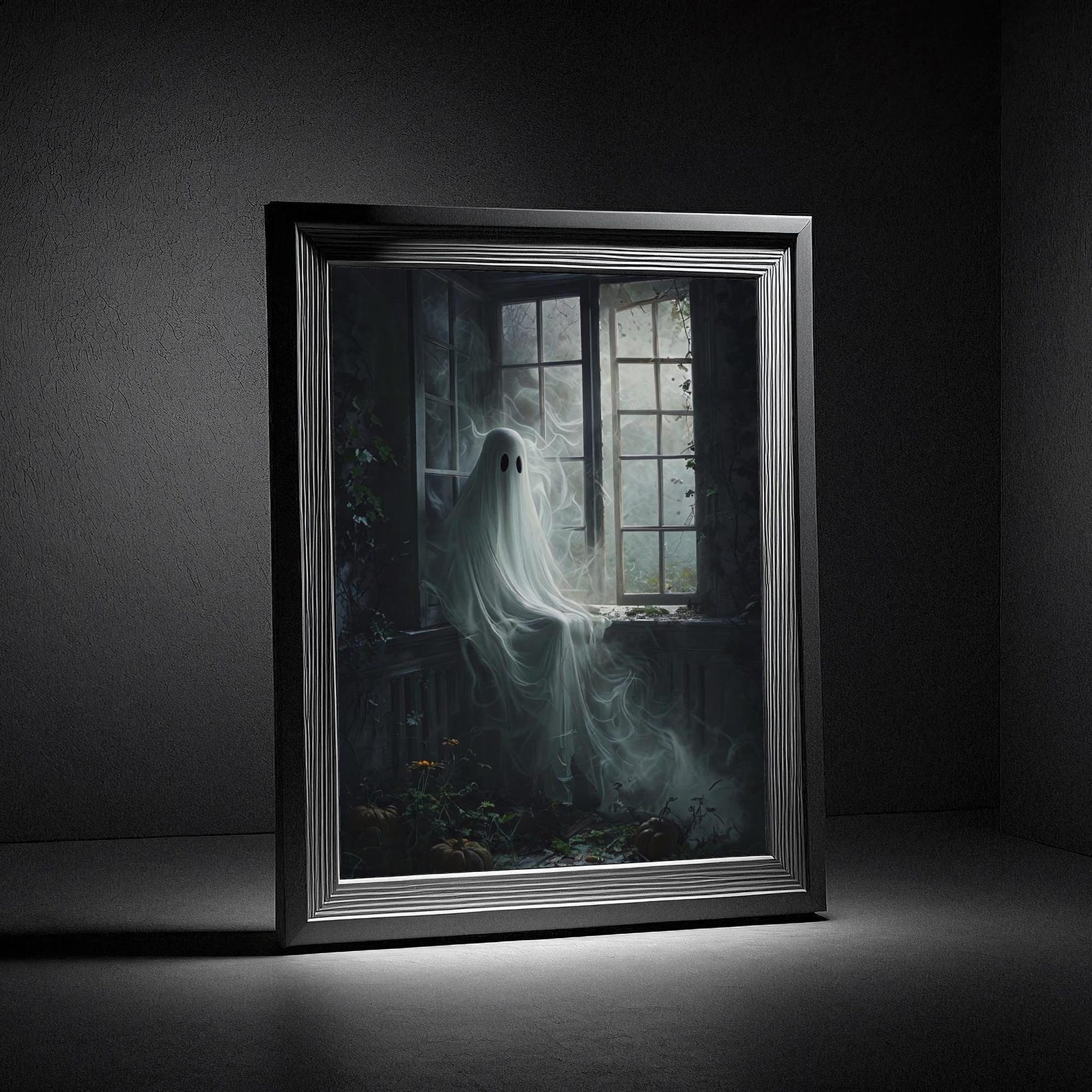 Ghost at the Window: Spooky Art Print, Ghost, Gothic Painting ...
