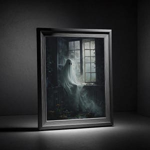Ghost at the Window: Spooky Art Print, Ghost, Gothic Painting ...