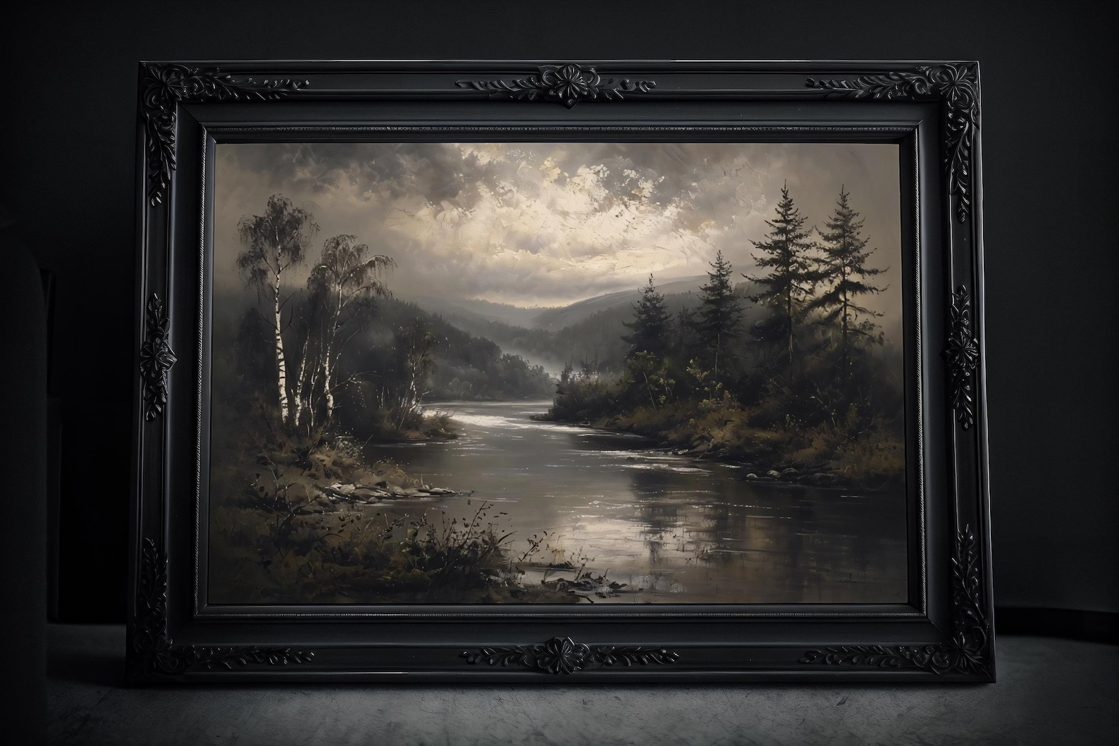 The River in the Forest Oil Painting: Melancholic Picture, Cottagecore ...