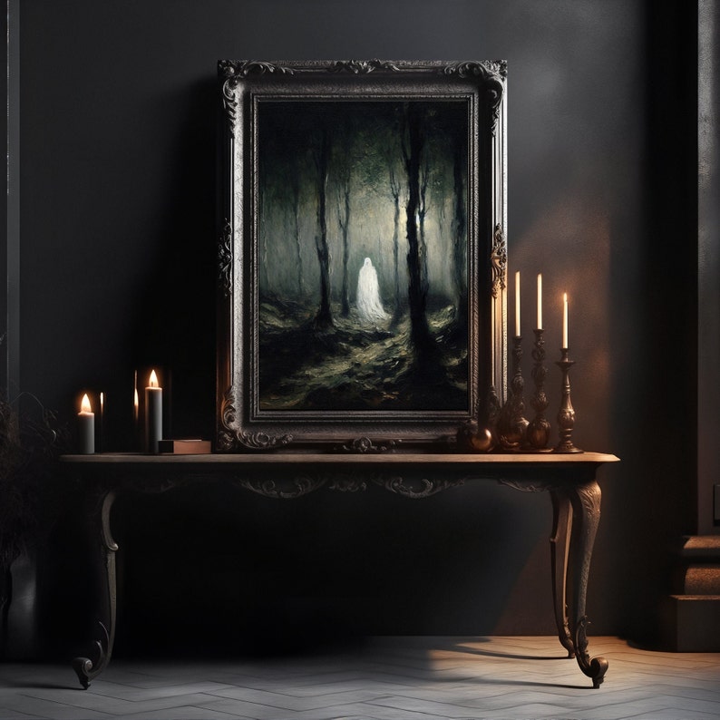 Ghost in the Forest Oil Painting: Dark Arts, Goth Paintings, Gothic ...