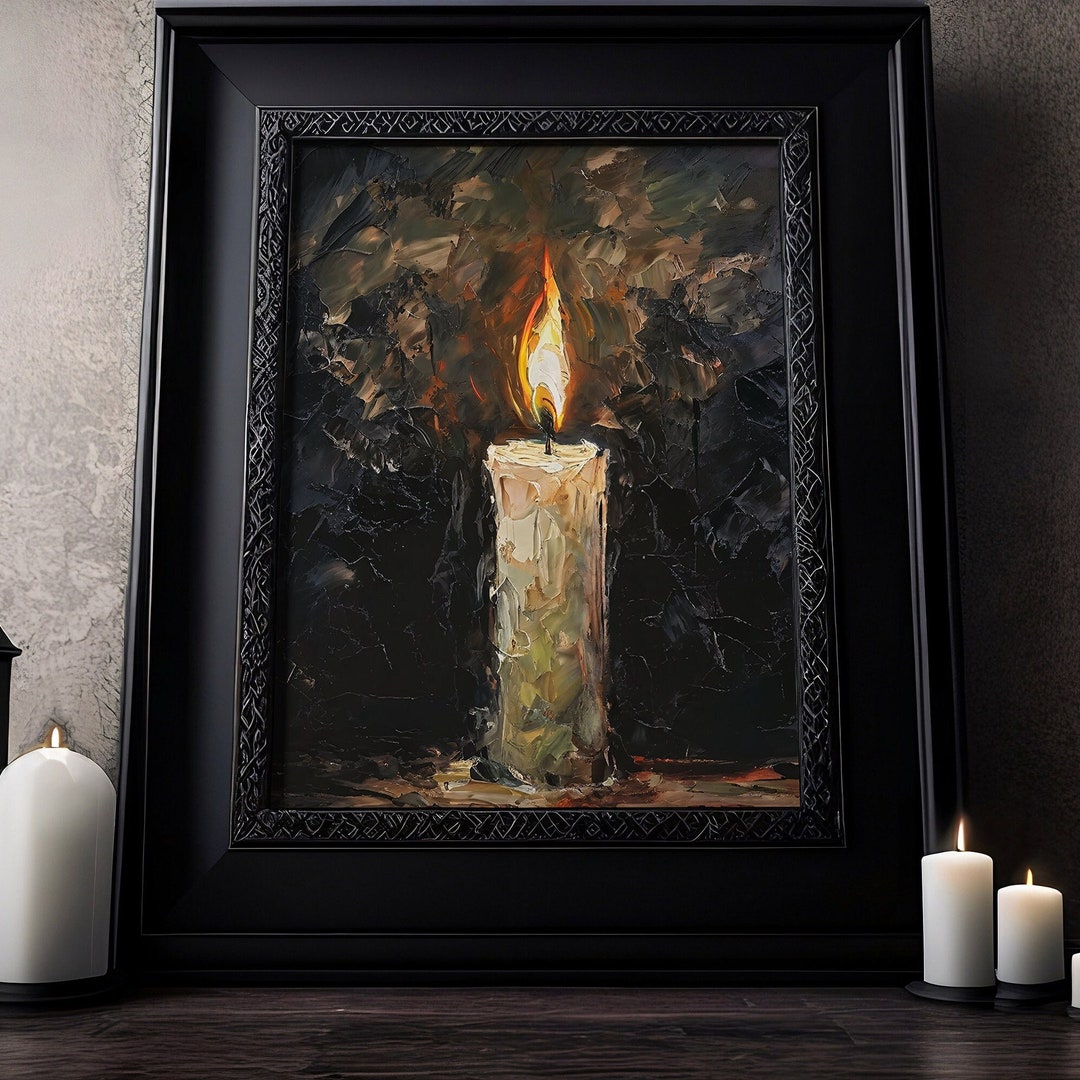 Candle in the Dark Art Print: Oil Painting Drawing, Dark Arts ...