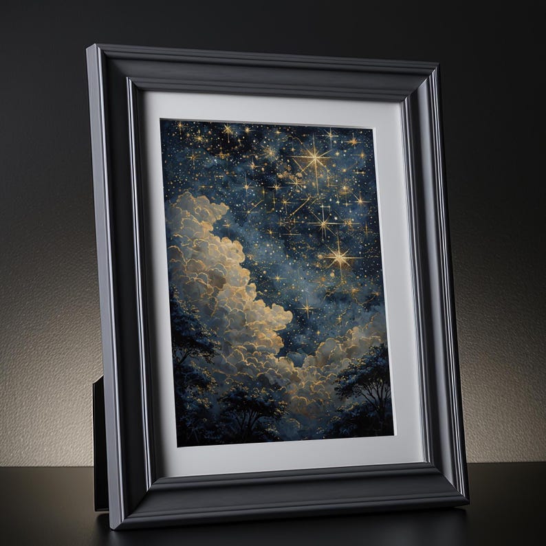 Magical Starry Sky: Celestial Witchy, Magical Drawing, Celestial Poster ...
