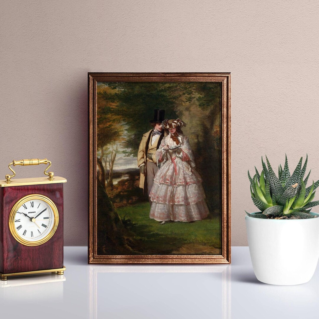 Victorian Couple Art Print in Romantic Vintage Style as a Nostalgic ...