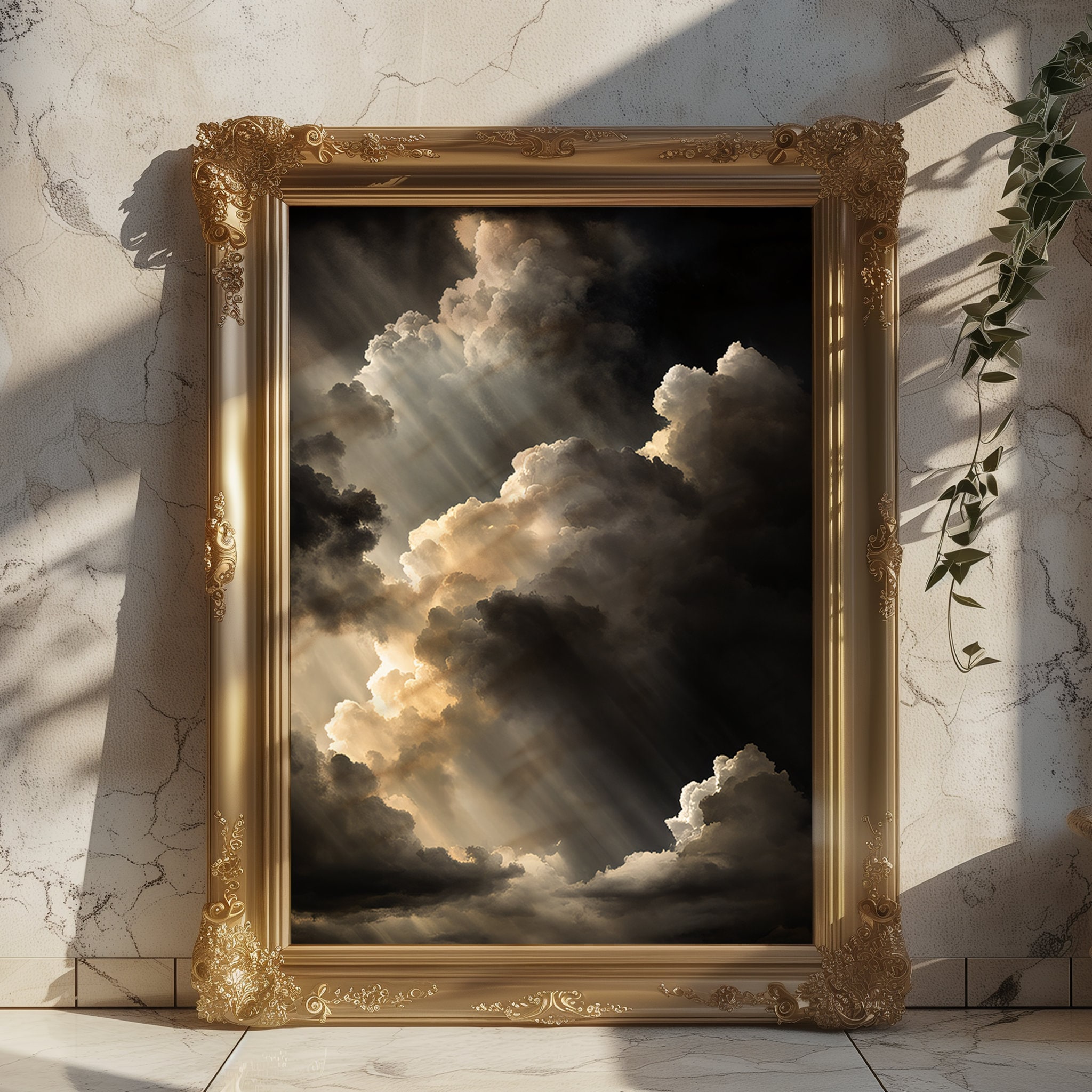 Light and Darkness: Gothic Sky, Magical Watercolor Drawing, Beautiful ...