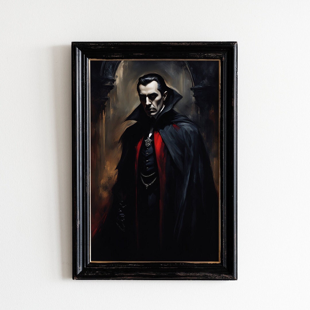 Dracula Portrait: Dark Watercolor Drawing, Vampire Poster, Dark ...