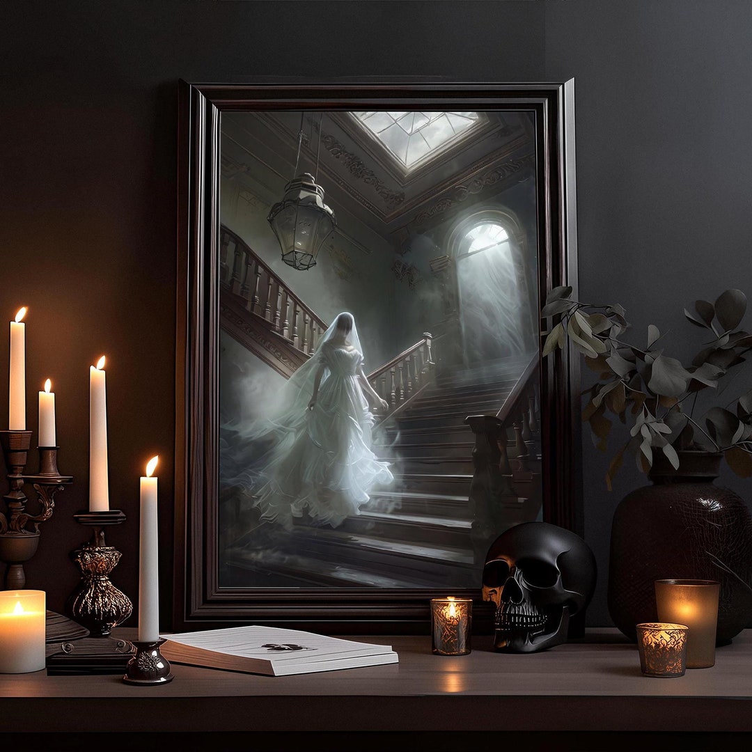 Widows Ghost Art Print: Gloomy Dark Painting, Dark, Gothic Drawing ...