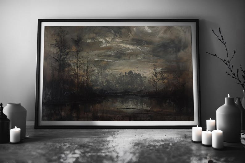 Abstract Forest Oil Painting: Melancholy Image, Nature Art Print ...