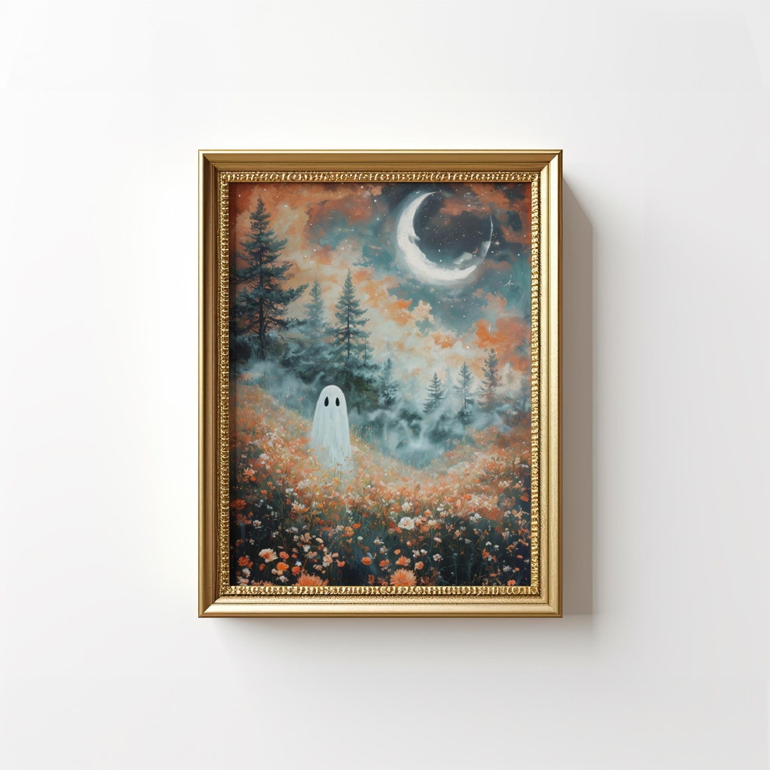 Ghost in the Flower Field Art Print: Ghost in Colorful Floral, Gothic ...