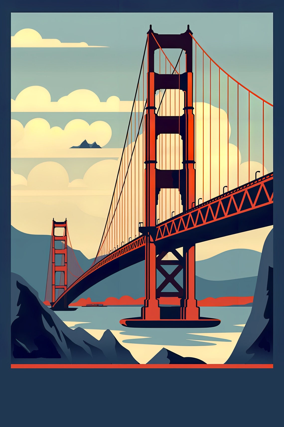Golden Gate Bridge Vintage Poster - Etsy