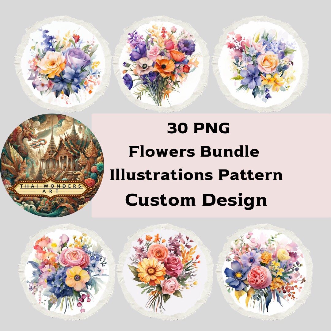 Watercolor Flower Clipart Bundle| Digital PNG Illustrations| Instant ...