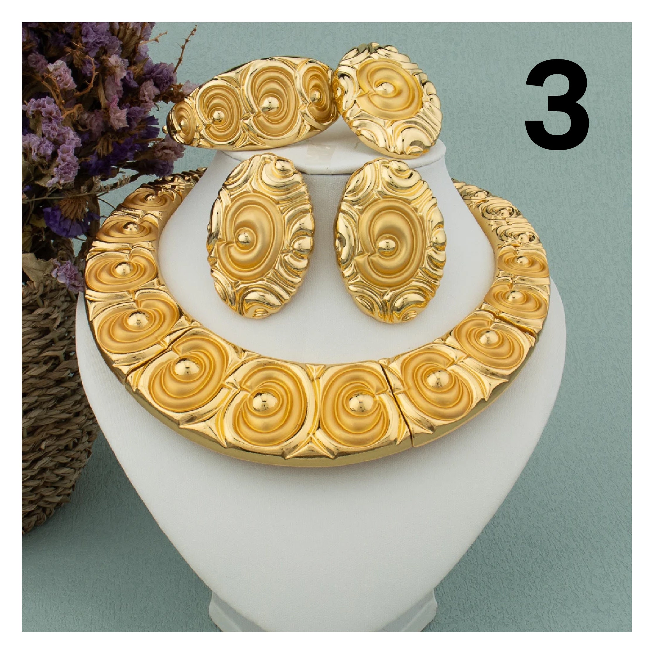 Dubai Big Jewelry Set Design for Women Wedding Bride Necklace Brazili ...