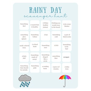 Rainy Day Scavenger Hunt for Kids - Etsy