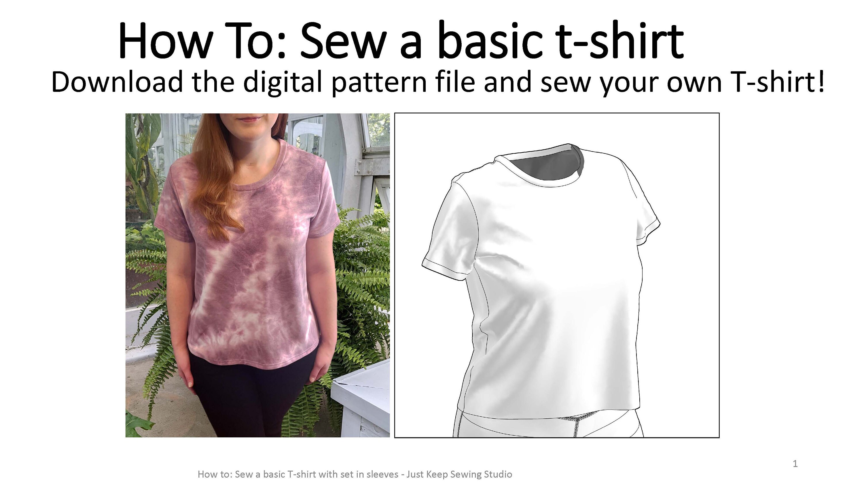 Digital Sewing PDF Pattern File Basic T-shirt Crewneck Relaxed Fit ...