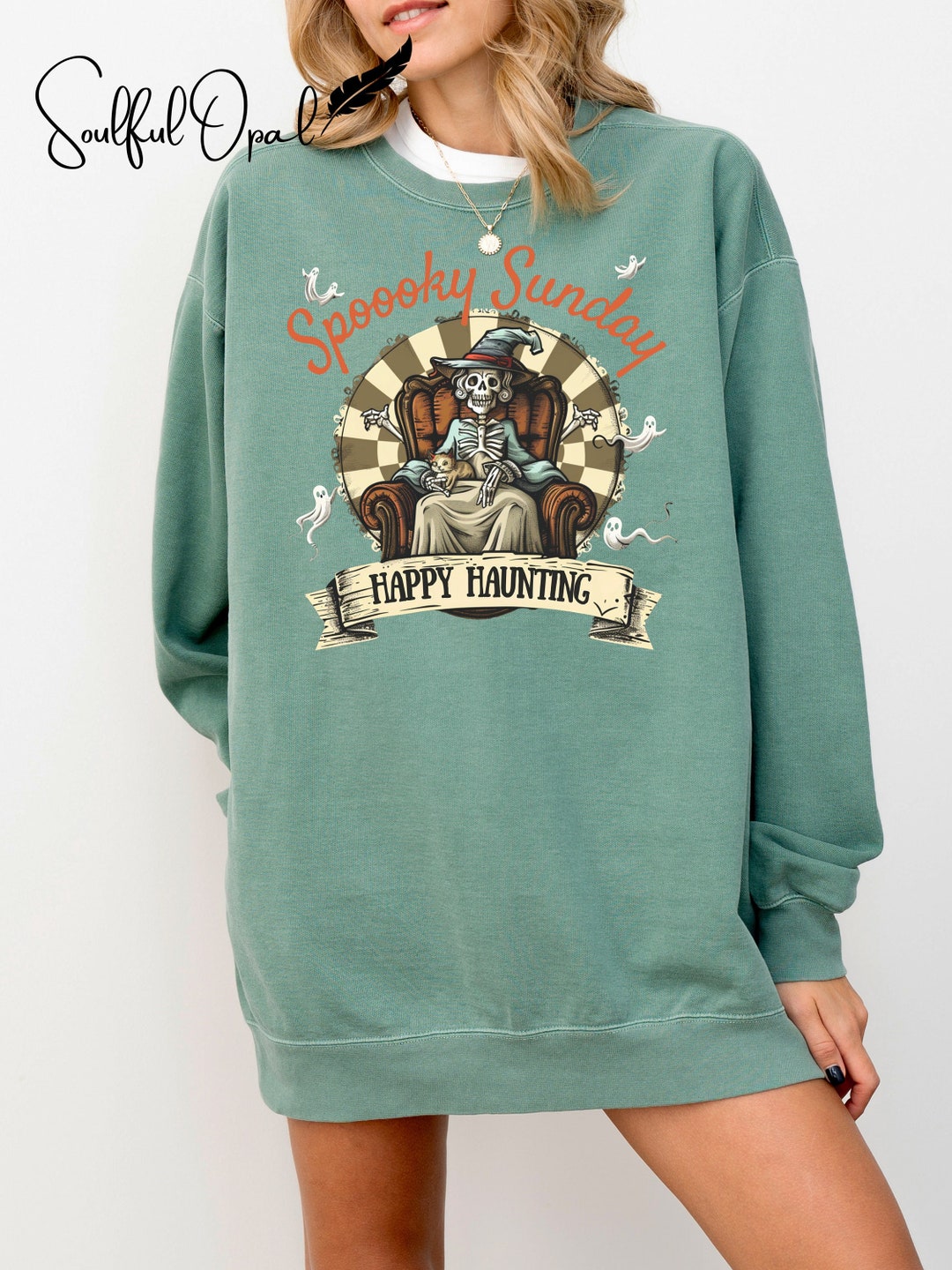 Spooky Sunday Happy Haunting Unisex Sweatshirt | Comfort Colors ...