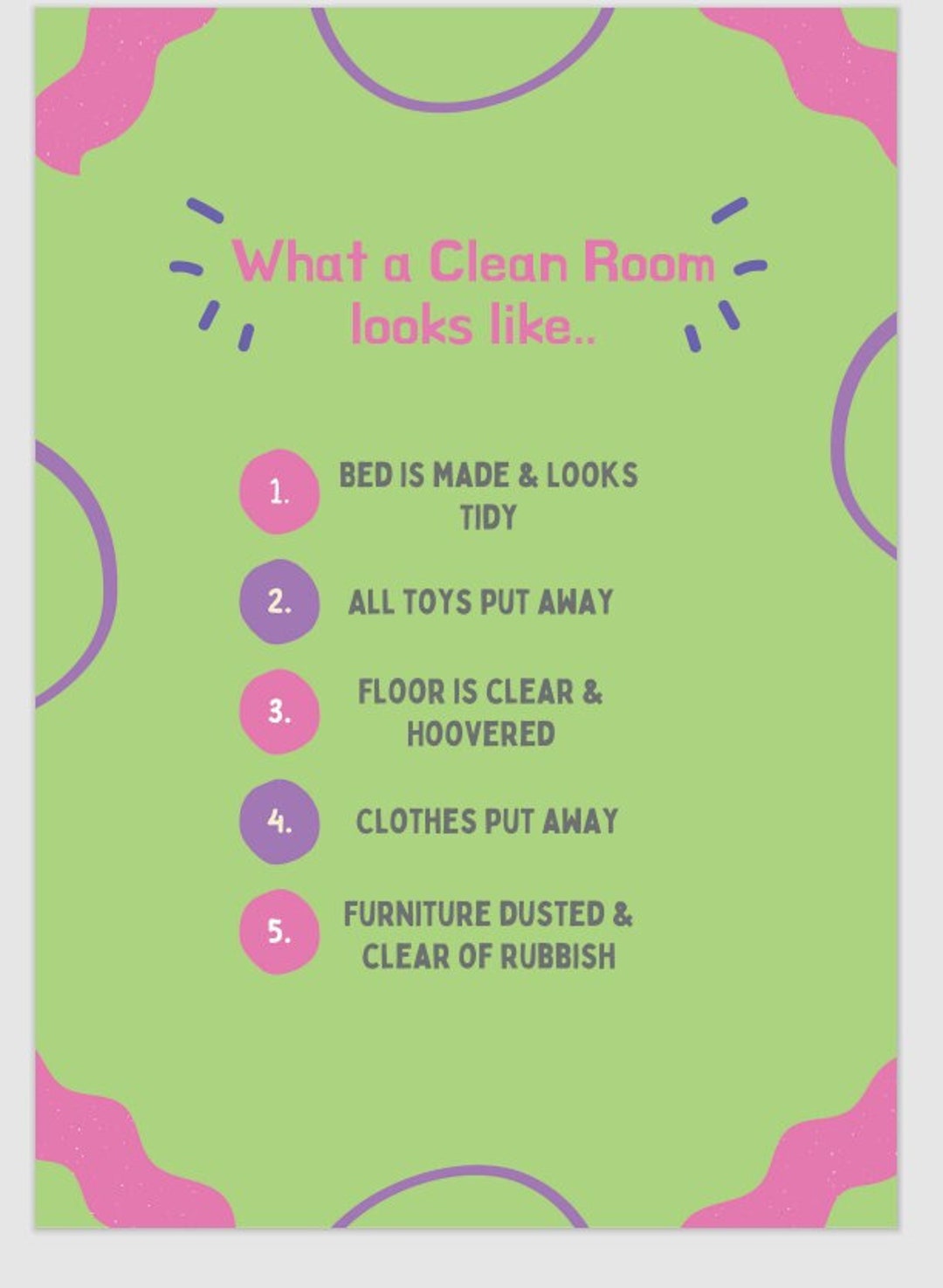 What a Clean Room Looks Like Check List, Digital Download A4/A5/A6 - Etsy