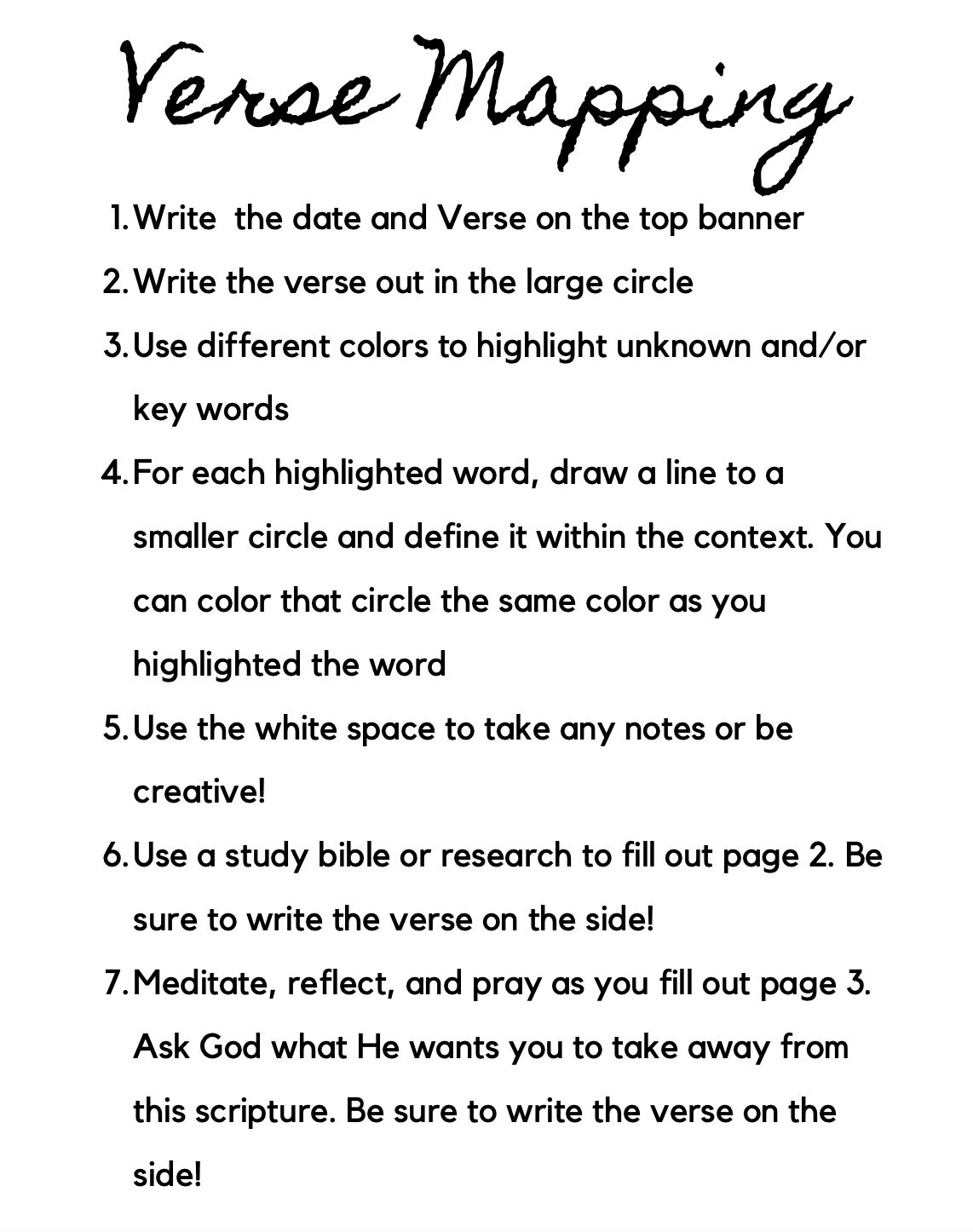 Verse Mapping Template (jame's Version) - Etsy